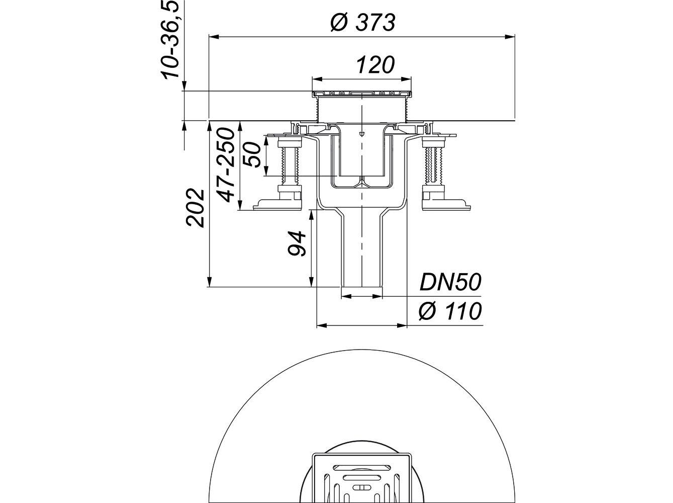 Bodenablauf DallDrain Select senkrecht, DN50/DN100, 120x120mm