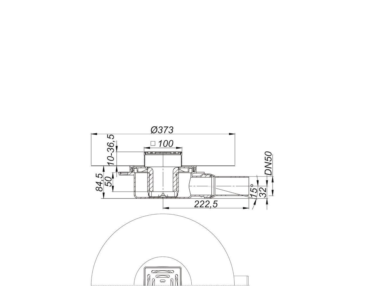 Bodenablauf DallDrain Select OM, DN 50, 100 x 100 mm